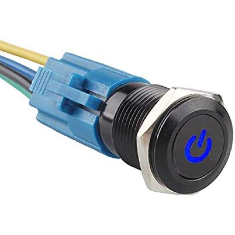 Blue LED Metal Switch ESUPPORT 12V Blue LED Push Button Switch - 19mm ...
