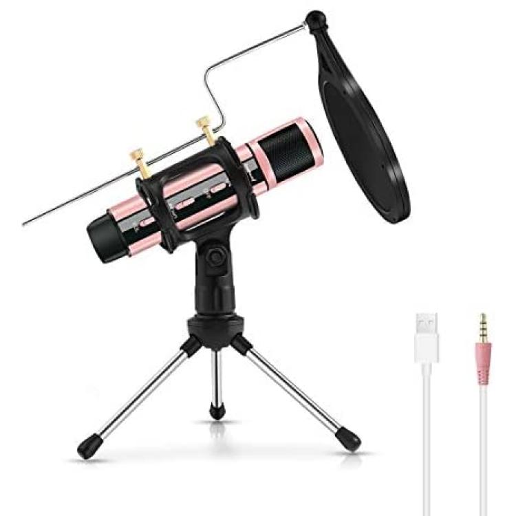 USB Microphone, ZealSound Metal Condenser Recording Microphone for Laptop MAC Windows Computer ...