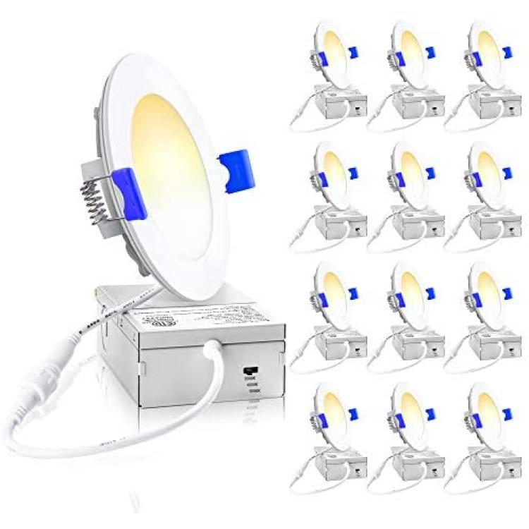 Ensenior 12 Pack 4 Inch Ultra-Thin LED Recessed Ceiling Light with ...