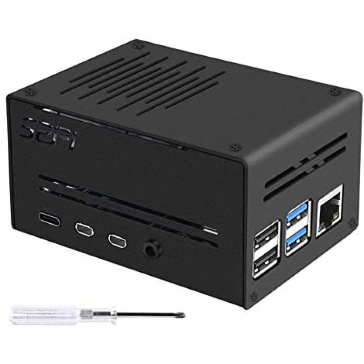 GeeekPi Raspberry Pi 4 Metal Case,Raspberry Pi 4B Case for Raspberry Pi Low-Profile CPU Cooler ...