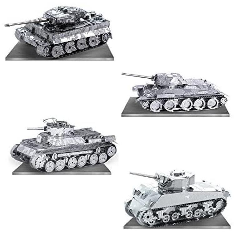 Metal Earth 3D Model Kits - Tanks Set of 4 - Tiger 1, T-34, Chi-Ha and ...