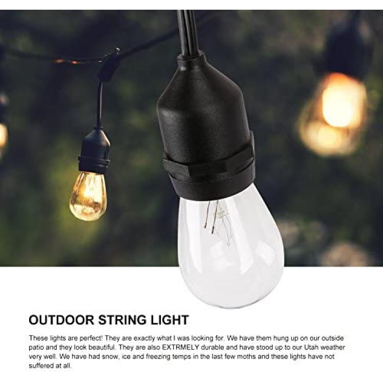 2 Pack 48 FT Outdoor String Lights Commercial Grade Weatherproof Strand ...