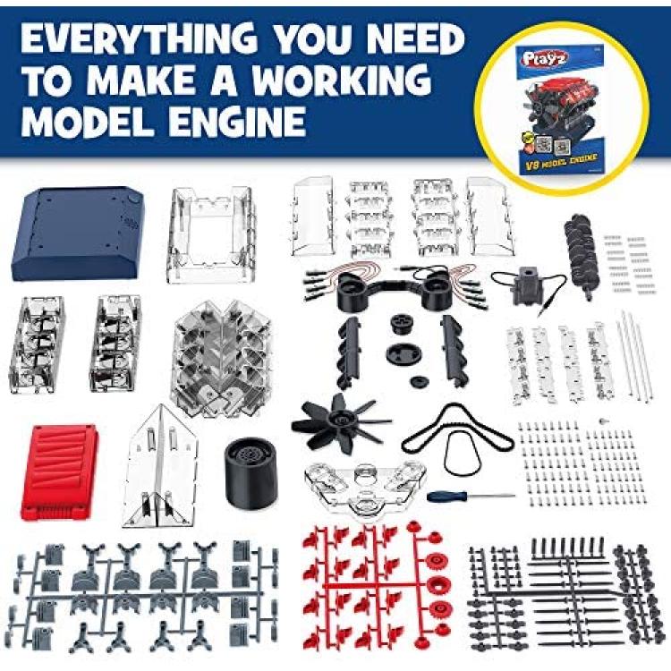 Playz V8 Combustion Engine Model Building Kit STEM Hobby Toy for Kids ...